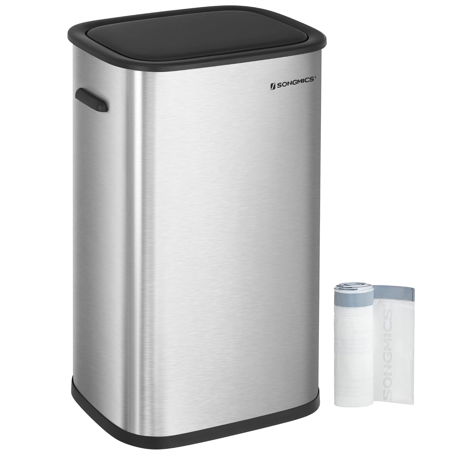 SONGMICS Kitchen Trash Can 18 Gallon Stainless Steel Garbage Can Recyc ...