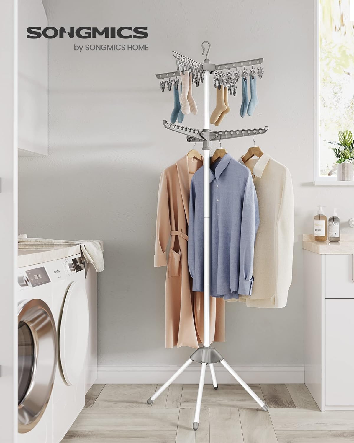 SONGMICS 2-Tier Clothes Drying Rack, 72-Inch Folding Laundry Drying Ra ...