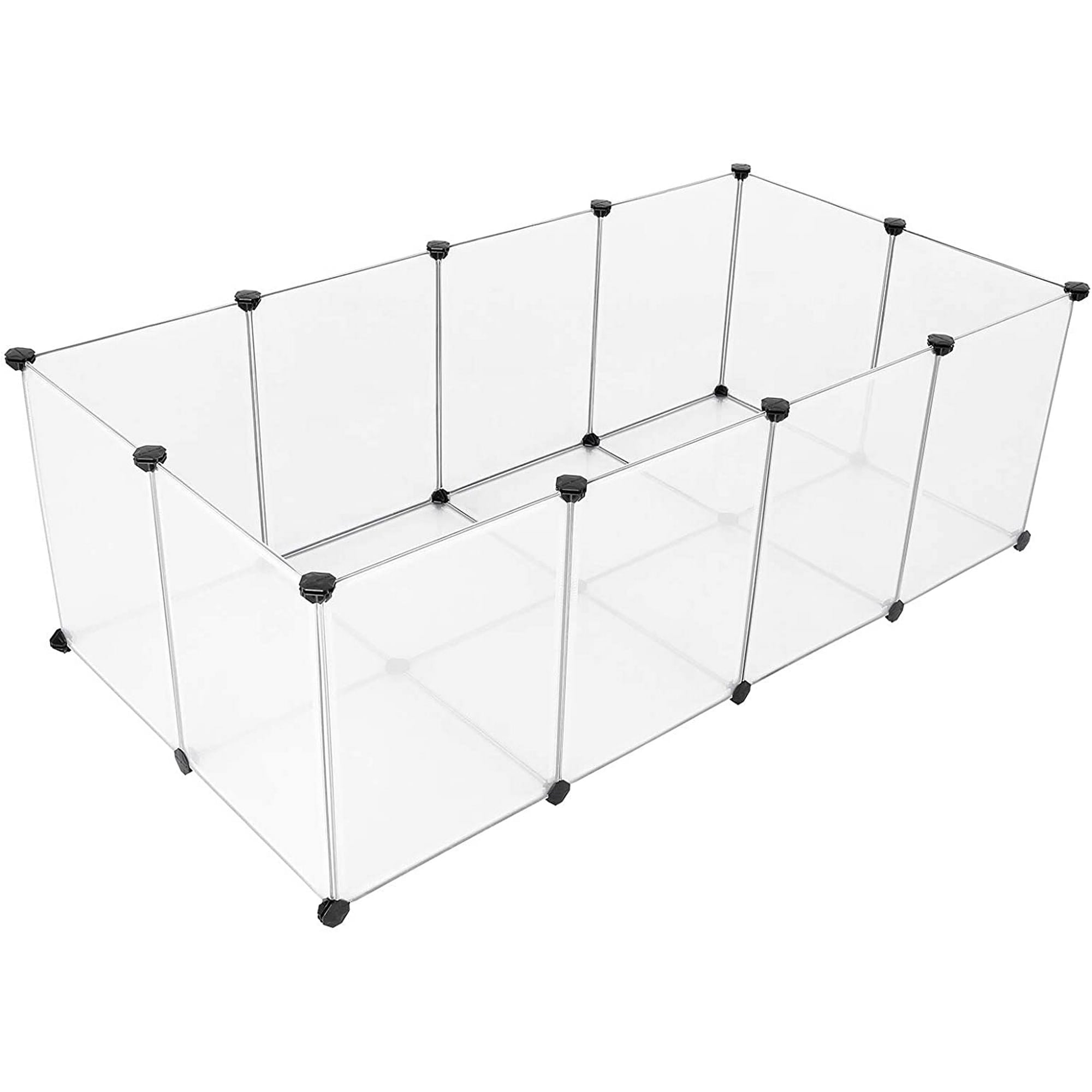 SONGMICS Pet Playpen, Fence Cage with Bottom for Small Animals, White ...
