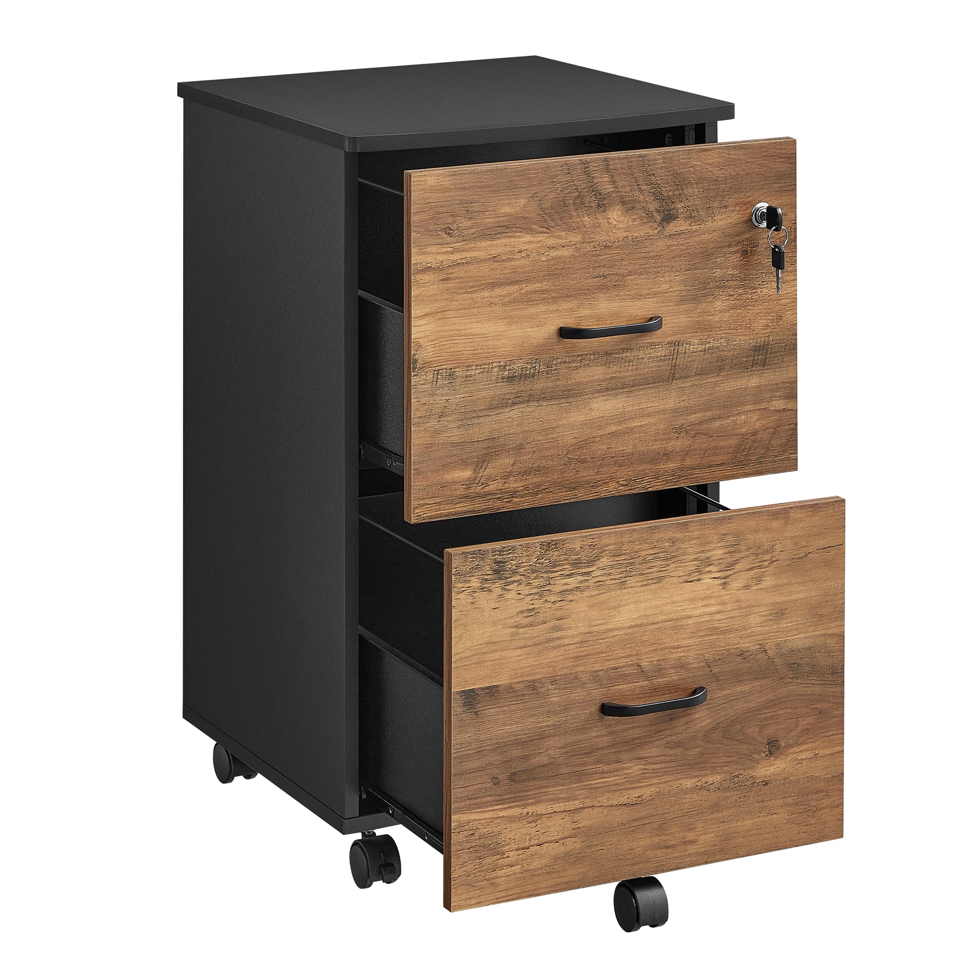 File Cabinet, 2-Drawer Locking Filing Cabinet for Home Office, Rolling ...