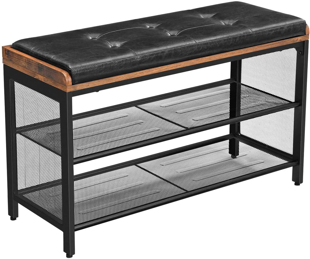 VASAGLE Padded Storage Bench with Mesh Shelf, Hallway – Songmics Home